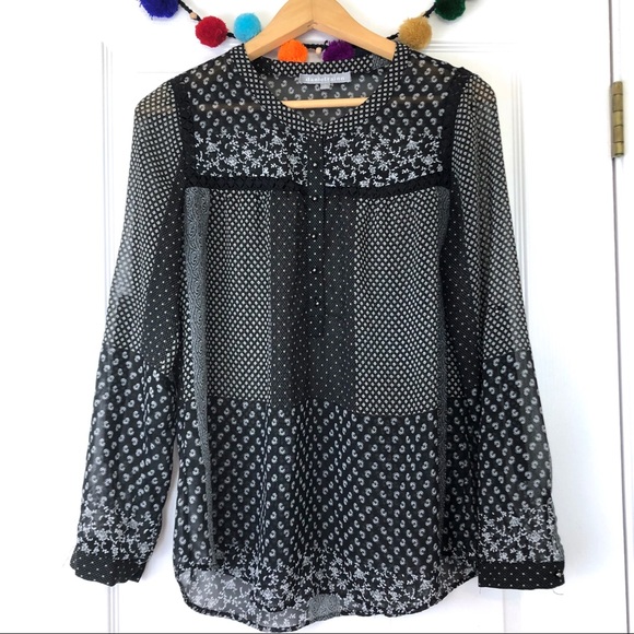Daniel Rainn | Tops | Daniel Rainn Black White Patchwork Sheer Cottagecore Blouse | Poshmark